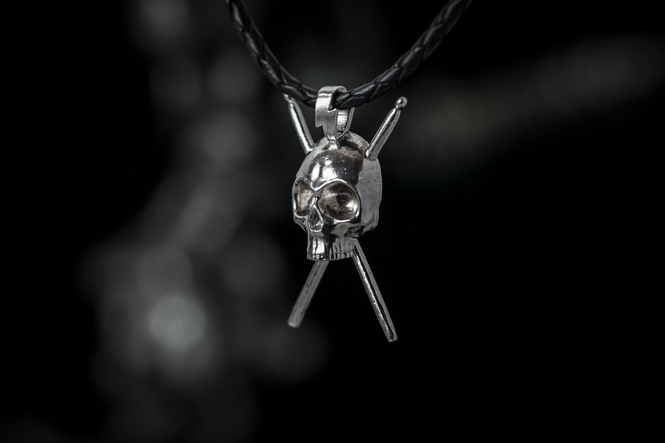 Martian Skull & Drum Sticks - Chris Slade Spirit of the Drum Jewelry